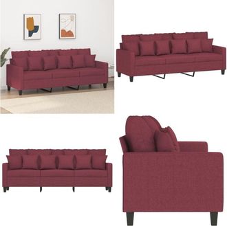 vidaXL 3-Sitzer-Sofa Weinrot 180 cm Stoff - 3-Sitzer Sofa - Wohnraum Möbel - Couch - Leder Sofa - Sessel - Home & Living