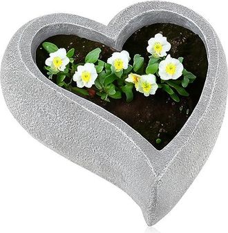 Com-Four Coeur d&eacute;coratif &agrave; Planter - Grand Bol pour Plantes comme d&eacute;coration de Tombe, pour Le Jardin ou la terrasse - d&eacute;coration de Tombe aimante (1 pi&egrave;ce - C