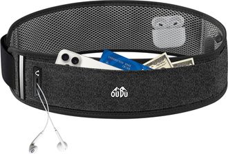 Generic Schlanke G&uuml;rteltasche, Bauchtasche, Lauftasche, H&uuml;fttasche f&uuml;r Workout, Joggen, Handyhalterung, G&uuml;rtel, Laufausr&uuml;stung, Dunkelgrau-Schwarz, Waist: 80-