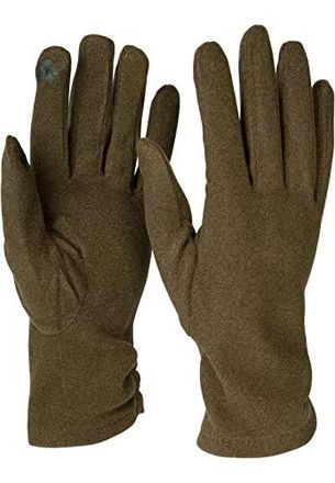 styleBREAKER Gants &agrave; &eacute;cran tactile pour femmes Unicolore, c&ocirc;t&eacute;s fronc&eacute;s, gants &agrave; doigts chauds, hiver 09010037, couleur:Olive