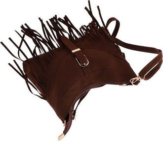 Garneck Paquet Bandouli&egrave;re Boh&egrave;me en Daim Marron Franges Petit Paquet &agrave; Main Femme Compact et L&eacute;ger Bandouli&egrave;re Ajustable pour Voyage et Shopping Style Ethniq
