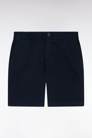 Eden Park Bermuda En Coton Stretch Taille &Eacute;lastiqu&eacute;e Marine Coupe Droite