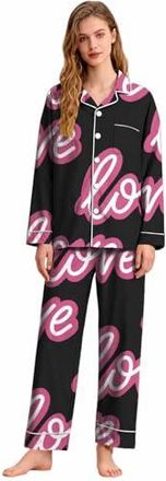 Generic Ensemble pyjama long et pantalon de pyjama tendance et d&eacute;contract&eacute; pour femme - Noir, Noir, 3XL