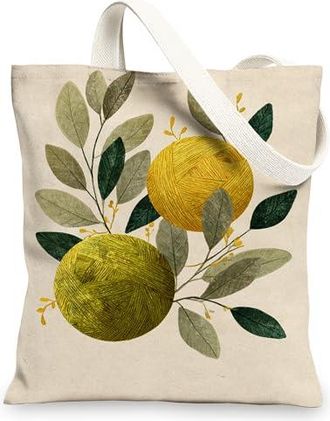 Generic Sacs fourre-tout en toile botanique, vintage, floral, légers et lavables pour le shopping, les voyages, la plage, beige, 13x15 Inch