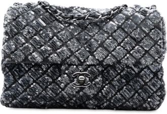 Chanel Hobo Bags - Medium CC Quilted Lambskin Sequin Single Flap - Gr. unisize - in Schwarz - f&uuml;r Damen