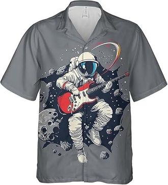 Keephen Astronaute Hawaiian Chemise Femmes Hommes Nouveaut&eacute; Galaxie Impression 3D Chemise Boutonn&eacute;e Col Revers Chemises Blouse Tops
