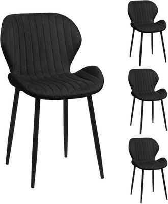 M&S Collection M&s - Lot de 4 chaises de salle à manger en velours anthracite - velvet