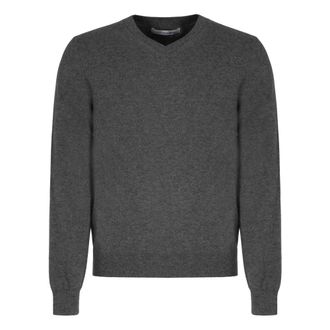 Comme Des Gar&ccedil;ons Gerippter Woll V-Ausschnitt Pullover - - Knitwear - Herren - Grau - L