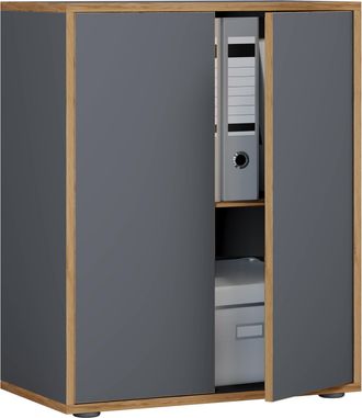 VCM Holz Büroschrank Ordner Aktenschrank Büromöbel Schrank Salia 2-Fach Breite 60 cm Drehtüren