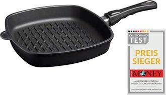 AMT Gastroguss AMZN-E285BBQ-Z20B Po&ecirc;le carr&eacute;e de 28 x 28 cm, hauteur 5 cm, avec fond barbecue, manche amovible, ne convient pas &agrave; linduction, rev&ecirc;tement anti-adh&eacute;sif