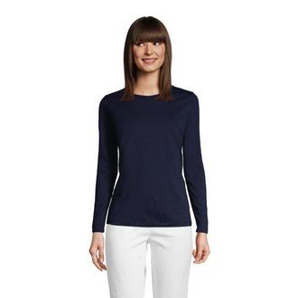 Lands End Supima-Shirt, Langarm, Damen, Größe:40-42 regular, Blau, Baumwolle, by Lands End