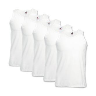 Fruit Of The Loom 5er T Shirt Athletic MUSKELSHIRT M L XL XXL 3XL 5XL UNTERHEMD Tank TOP (5XL, Weiß)