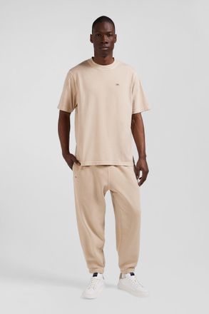 Eden Park T-shirt Manches Courtes Unisexe En Coton Surteint Uni Beige Coupe Oversized