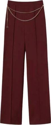 Twinset Femme, Pantalons, Rouge, Taille: 44 FR Pantaloni in cr&ecirc;pe cady cintura