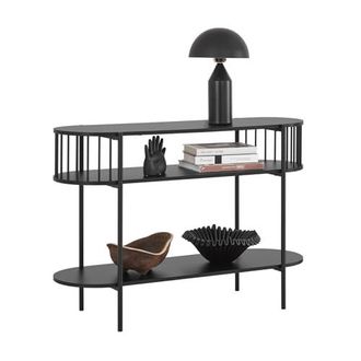 SoBuy Console dEntrée Console avec Rangement Meuble de Couloir Multifonction Design Industriel Moderne pour Entrée, Salon ou Bureau Meuble Noir L110cm x P39