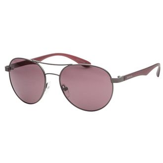 Calvin Klein Sonnenbrille mit mattem, metallgrauem Rahmen und rosa Gläsern