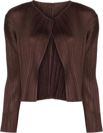 Issey Miyake Femme, Pulls, Brun, Taille: 42 FR Pliss&eacute; Cardigan