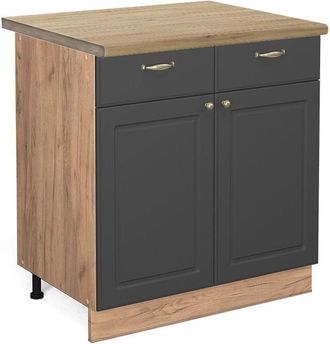 Vicco Meuble cuisine Fame-Line, Anthracite-or, 80 cm, pt Chêne