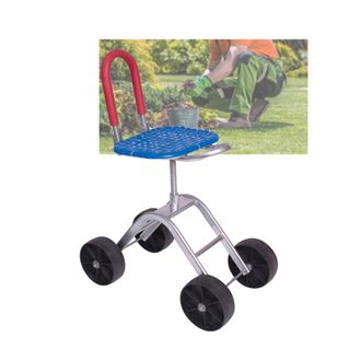 Generic Gartenhocker Mit Rollen, Rollbarer Verstellbarem 360&deg;-Drehsitz, Faltbarer Gartenhelfer for Rasen Und Garten(Blue)