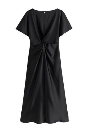 Next Midikleid Kurz&auml;rmeliges Midikleid aus strukturiertem Satin (1-tlg)