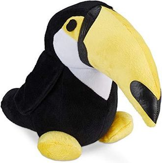 Relaxdays Türstopper Tukan, für Boden, Stoff weich, dekorativer Türpuffer innen, 1 kg schwer, 20 cm hoch, 50% Polyester, Schwarz, Gelb, Weiß, 1 Stück