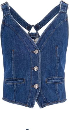 Sportmax Femme, Vestes, Bleu, Taille: 34 FR Gilet en denim ajust&eacute;