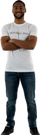 Calvin Klein T-Shirt Manches Courtes Homme Core Institutional Logo Slim Tee Col Ras-du-Cou, Blanc (Bright White), S