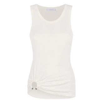 Paco Rabanne Metal Piercing Baumwoll-Tanktop - - Tops - Damen - Wei&szlig; - S