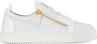 Giuseppe Zanotti Homme, Chaussures, Blanc, Taille: 42 1/2 EU Baskets en cuir blanc avec zip lat&eacute;ral
