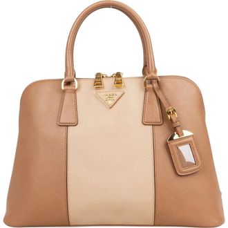 Prada Crossbody Bags - Prada Bicolor Brown Saffiano Leather Promenade Han - Gr. unisize - in Beige - f&uuml;r Damen