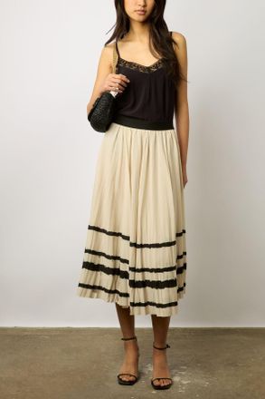 Gerard Darel Jupe midi pliss&eacute;e ray&eacute;es - DALILLE - Ecru