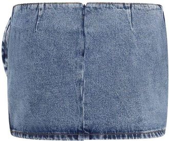 Magda Butrym Twisted Floral Denim Shorts - Blue
