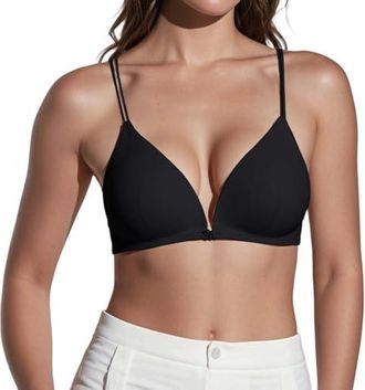 Generic Bretelles fines, beau dos, sous-v&ecirc;tements boutonn&eacute;s sur le devant, soutien-gorge d&eacute;t&eacute; fin pour petite poitrine, moulant, pas danneaux en acier, bonnet