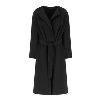 Gucci Langer Wollseidenmantel mit GG-Print innen - - Coats - Damen - Schwarzk - S