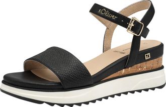 s.Oliver Damen Sandale mit Keilabsatz, schwarz(BLACK), 36
