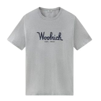 Woolrich T-Shirt mit gesticktem Logo - - Tops - Herren - Grau - XL