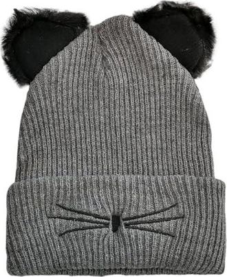 Generic Bonnet Femme Hiver Bonnet Femme Chapeau Femme Hiver Confortable Classique - Bonnet Oreilles de Chat Brod&eacute; Mignon, Pull-on Chaud Automne Hiver, Id&eacute;al C