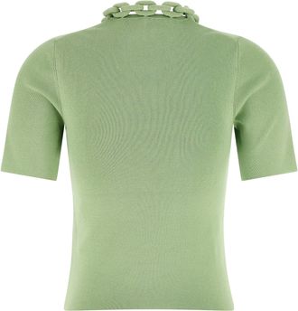 Paco Rabanne Chain-Detail Ribbed Cotton T-shirt - Green