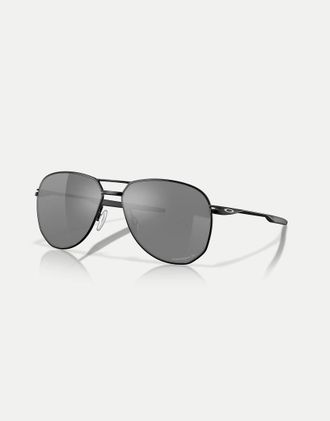 Oakley Contrail - Lunettes de soleil ovales &agrave; verres miroir gris polaris&eacute;s - Noir mat
