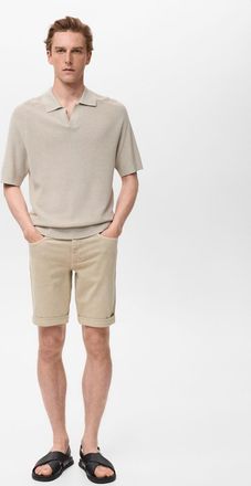 Mango Bermuda en jean slim fit sable - Homme - 38 - MANGO MAN