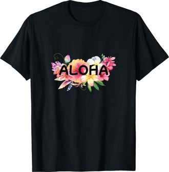 Aloha Hula Hula for Lektion Aloha Tropical Hawaii Hibiscus Cute Popular Plumeria Hawaiian Black T-Shirt