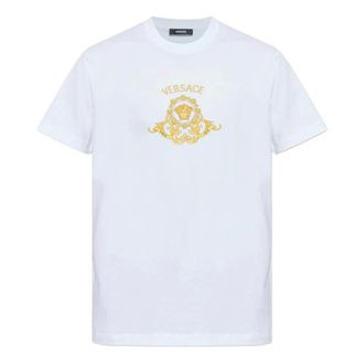 Versace Homme, Tops, Blanc, Taille: XL T-shirt slim imprim&eacute; en jersey de coton