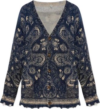 R13 Femme, Pulls, Bleu, Taille: 40 FR Printed Boyfriend Cardigan
