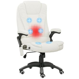 Vinsetto Bürostuhl mit Massagefunktion Ergonomischer Chefsessel mit Heizfunktion, Liegefunktion, Wippfunktion Höhenverstellbar 360° Drehbar Computerstuhl mit S