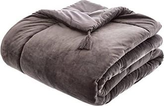 Atmosphera Atmosphera - Edredon Sonia en Velours - Gris 80x180 cm