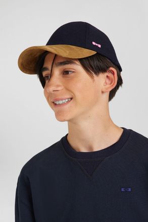 Eden Park Casquette Bicolore En Laine M&eacute;lang&eacute;e Marine Et Noisette