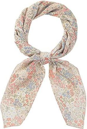 Allegra K Écharpes en mousseline de soie pour femmes - 27,6 X27,6 - Foulard carré à imprimé floral Jaune rouge clair 70x70cm/27.6x27.6 inches(LxW)