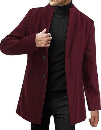 Generic Veste Homme Mi Saison,Hommes Manteau dhiver Col &Agrave; Manches Longues Rembourr&eacute; en Cuir Veste Vintage &Eacute;paissir Manteau en Peau De Mouton Veste Manteau Cou