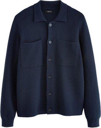 Next Strickjacke Relaxed Fit Hemdjacke aus 100 % Baumwollstrick (1-tlg)