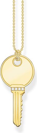 Thomas Sabo Thomas Sabo Sabo Halskette mit Anhänger in Form eines Schlüssels mit Zirkonia Steinen in Sterling Silber mit 750er Gelbgold-Vergoldung, KE2131-414-14-